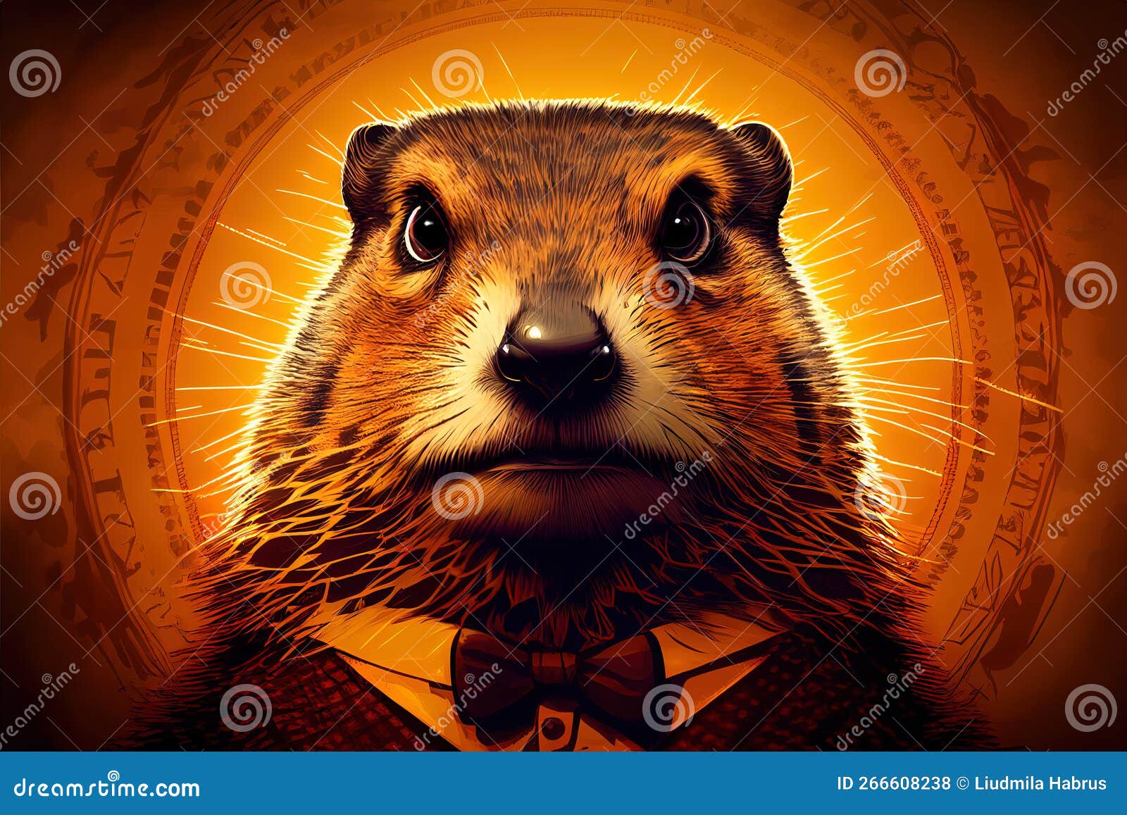Groundhog Day. Groundhog Close-up Realistic Drawing Stock Illustration ...