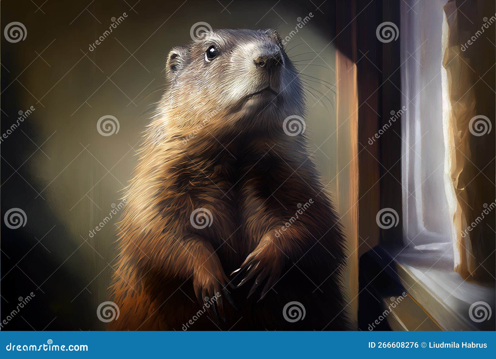 Groundhog Day. Groundhog Close-up Realistic Drawing Stock Illustration ...