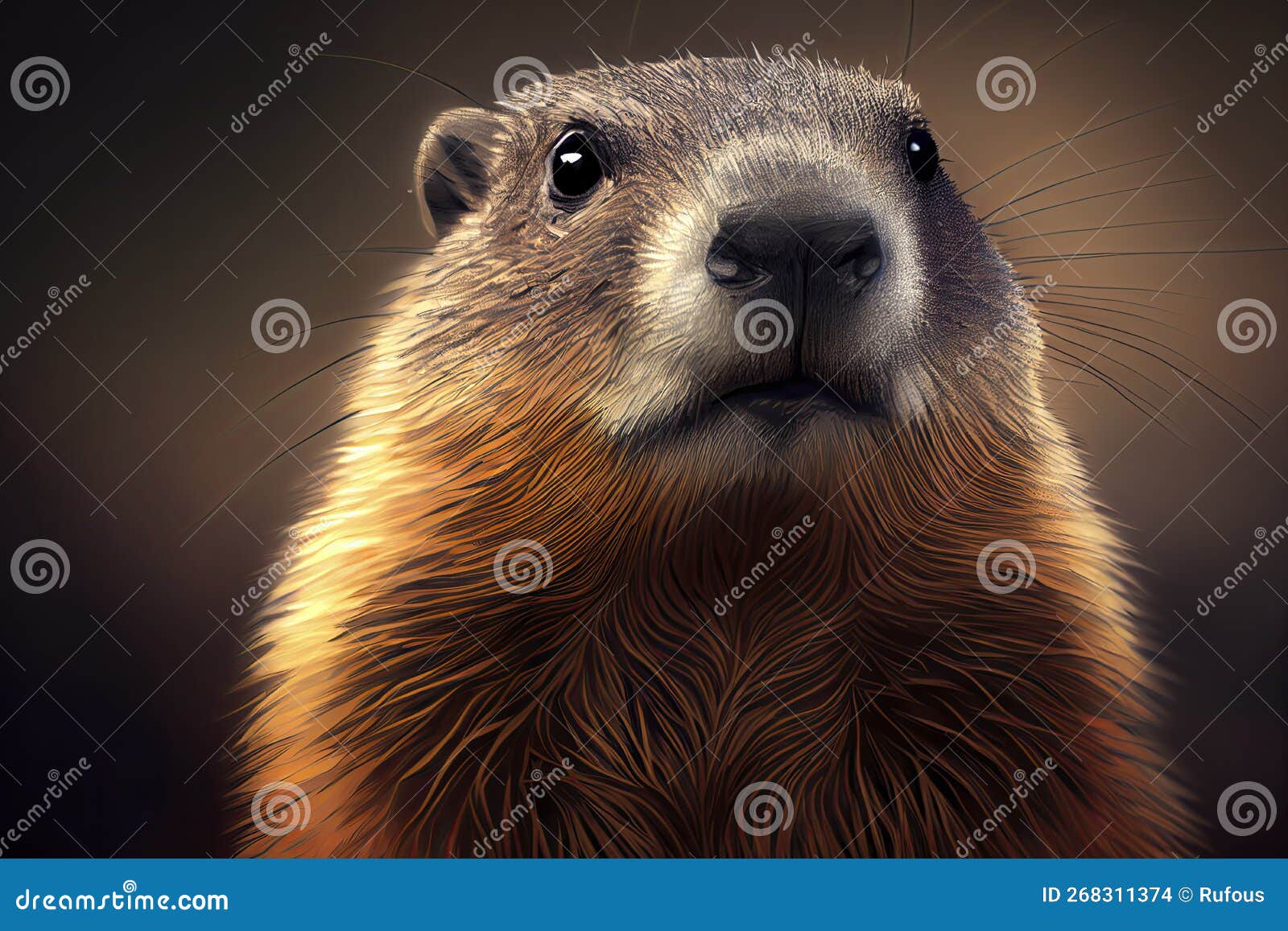 Groundhog Day. Groundhog Close-up Realistic Drawing Stock Photo - Image ...