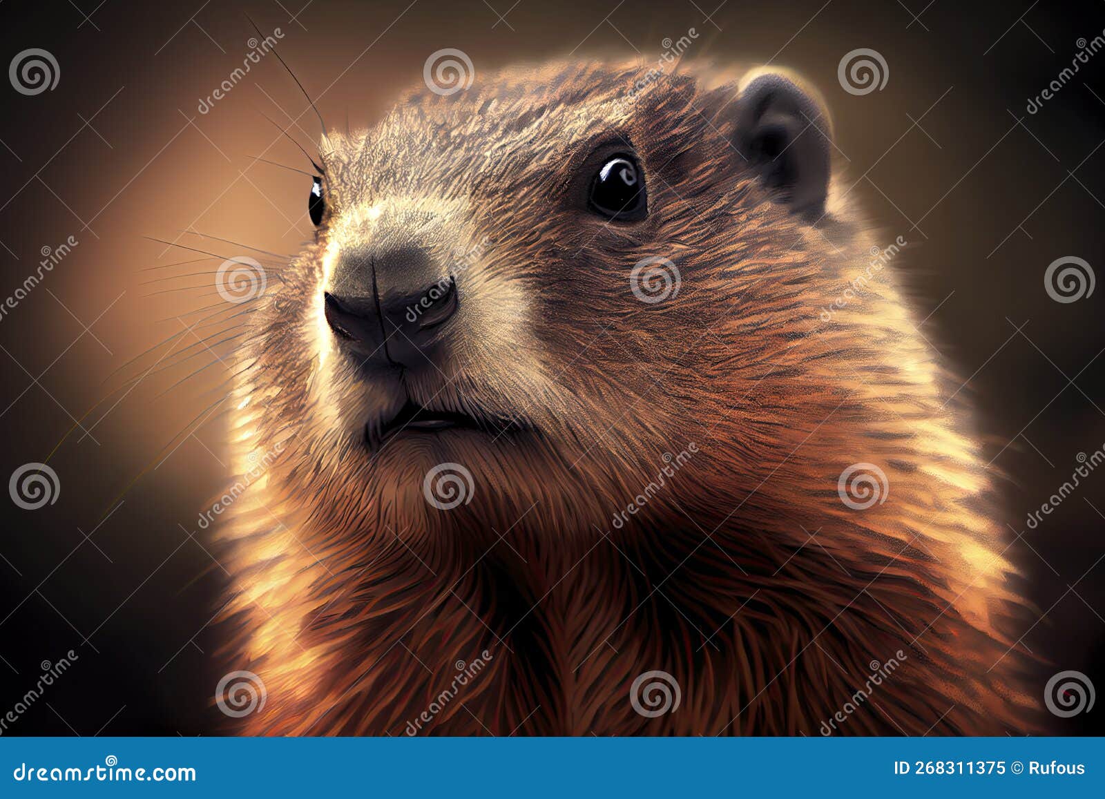 Groundhog Day. Groundhog Close-up Realistic Drawing Stock Illustration ...
