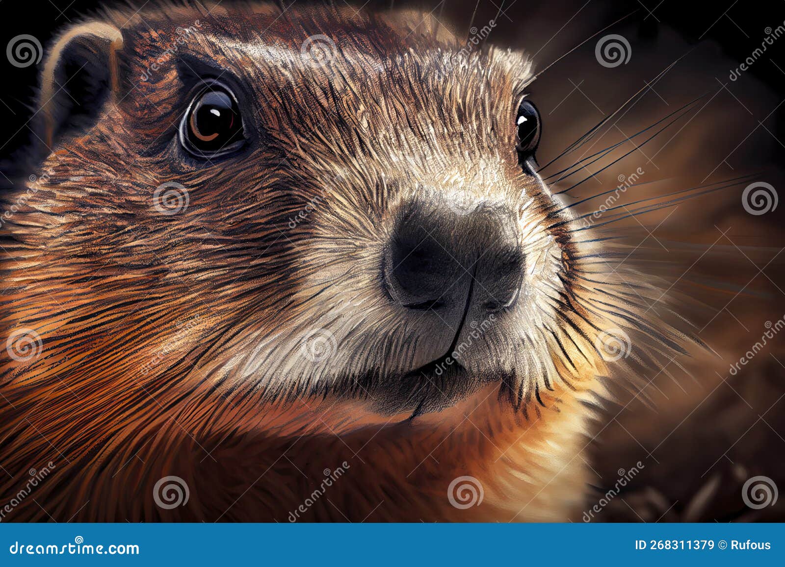 Groundhog Day. Groundhog Close-up Realistic Drawing Stock Illustration ...