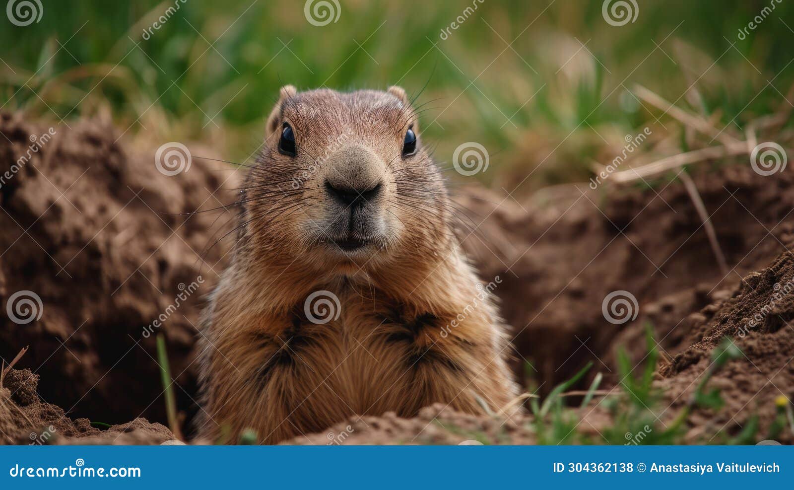 Groundhog Popping Out of a Hole in the Ground Stock Photo - Image of ...