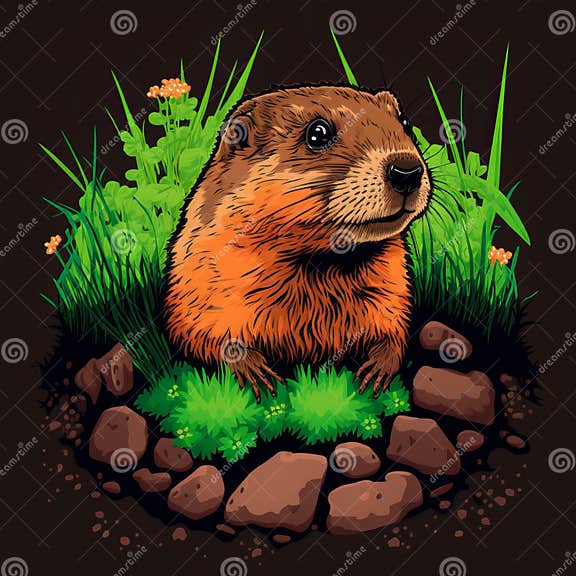 Groundhog Vector Art (generative AI) Stock Illustration - Illustration ...