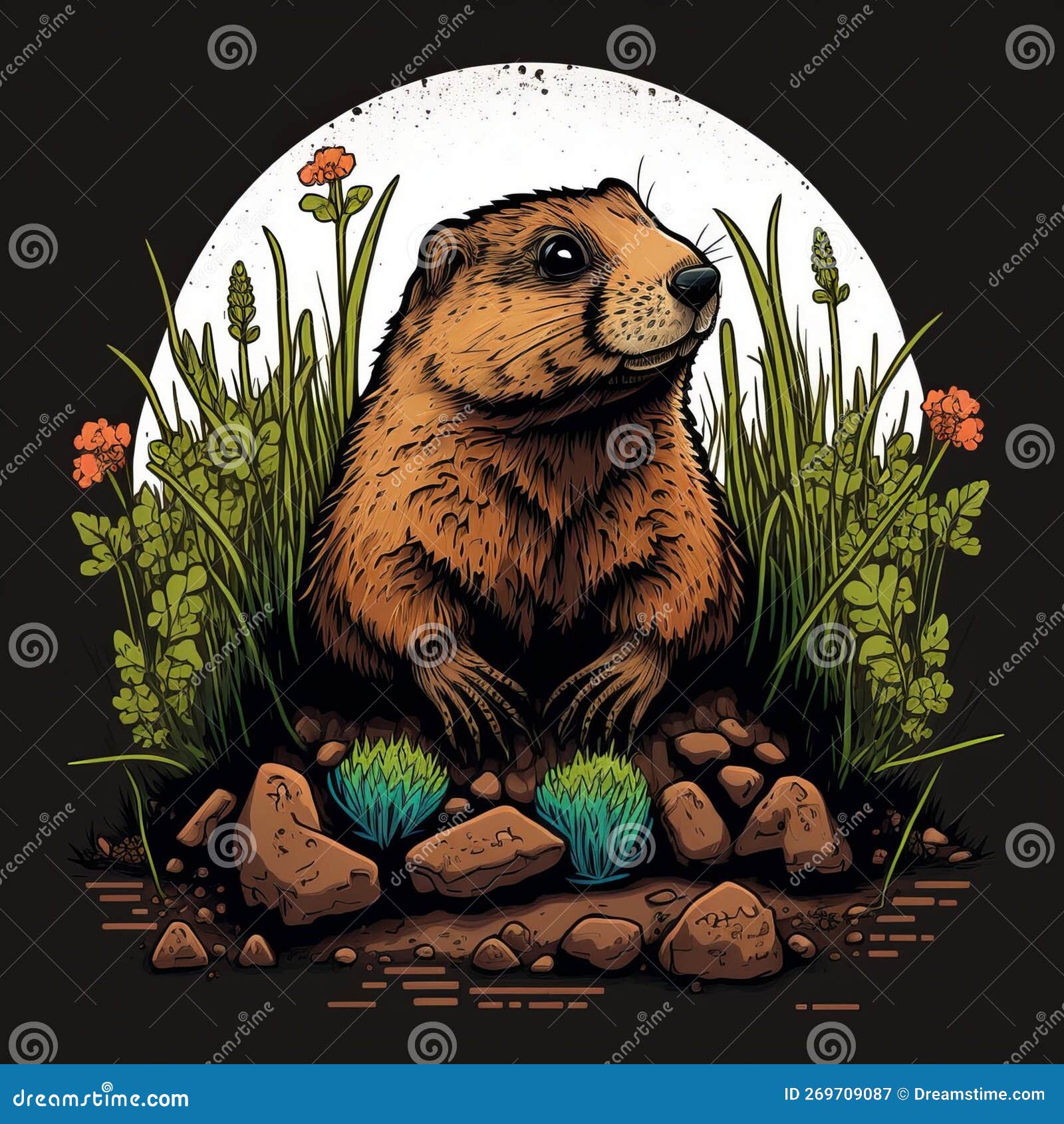 Groundhog Vector Art (generative AI) Stock Illustration - Illustration ...