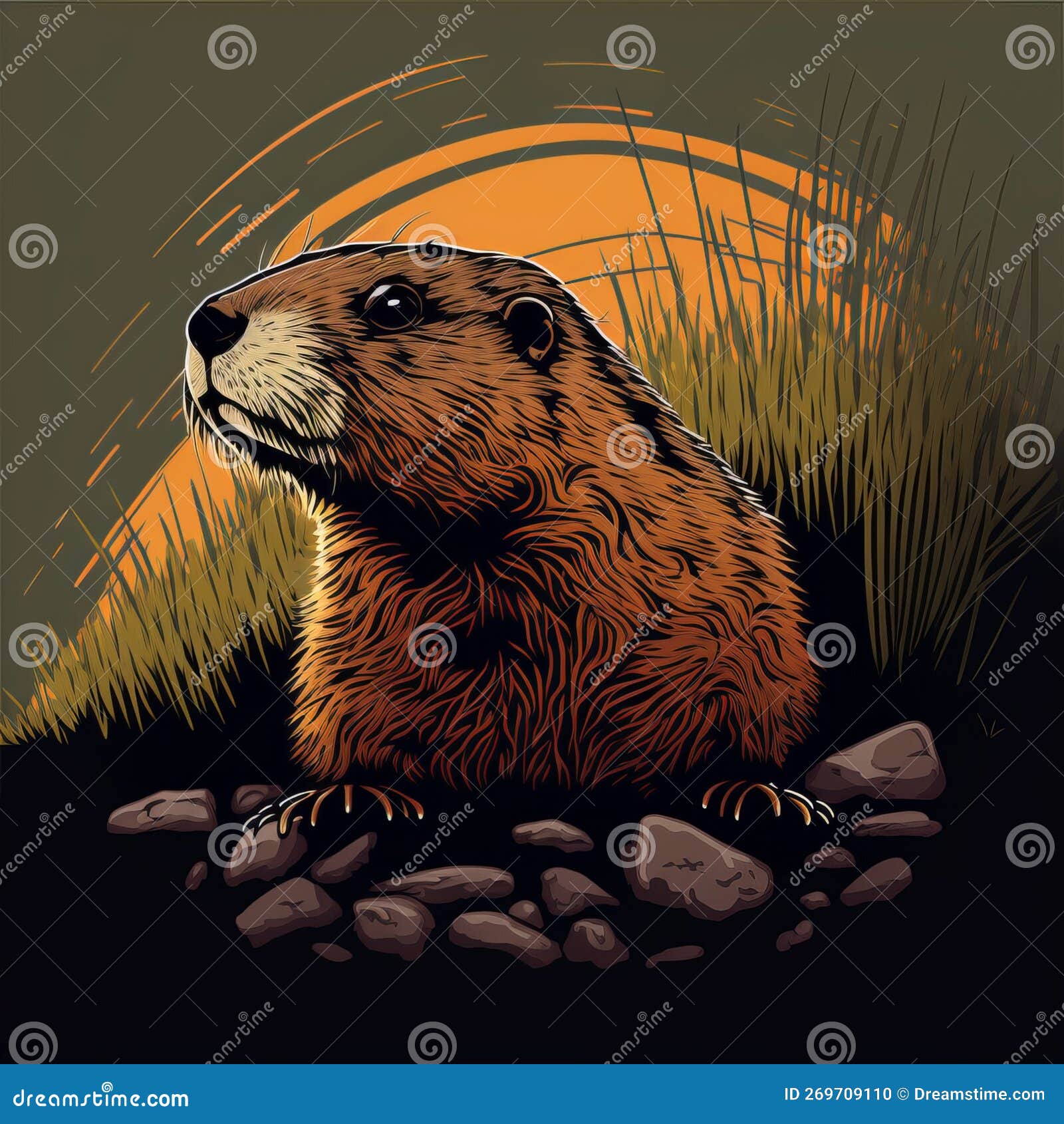 Groundhog Vector Art (generative AI) Stock Illustration - Illustration ...