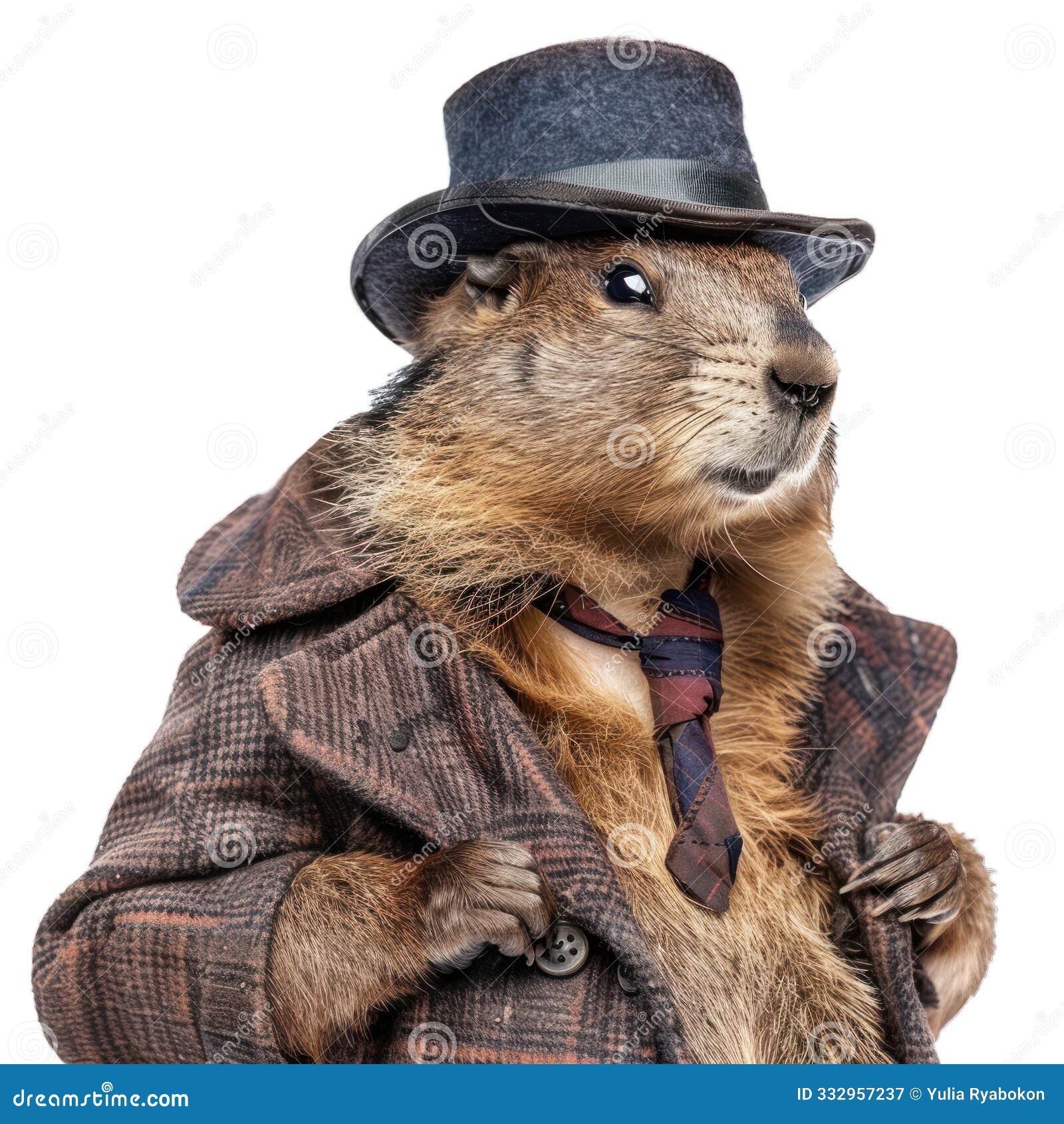 Groundhog Wearing Clothes and Top Hat Posing for a Portrait Stock Image ...