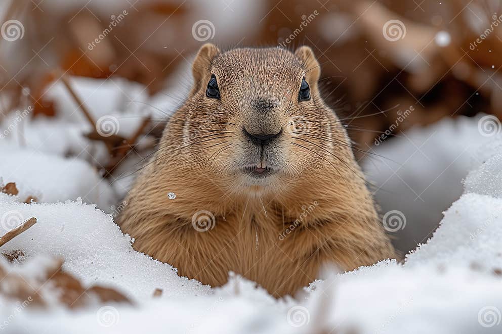 The Groundhog Woke Up in the Spring Stock Illustration - Illustration ...