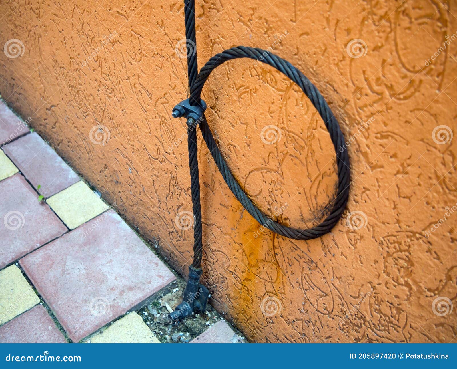 Grounding Cable at the Outer Wall of the Building Stock Photo - Image ...