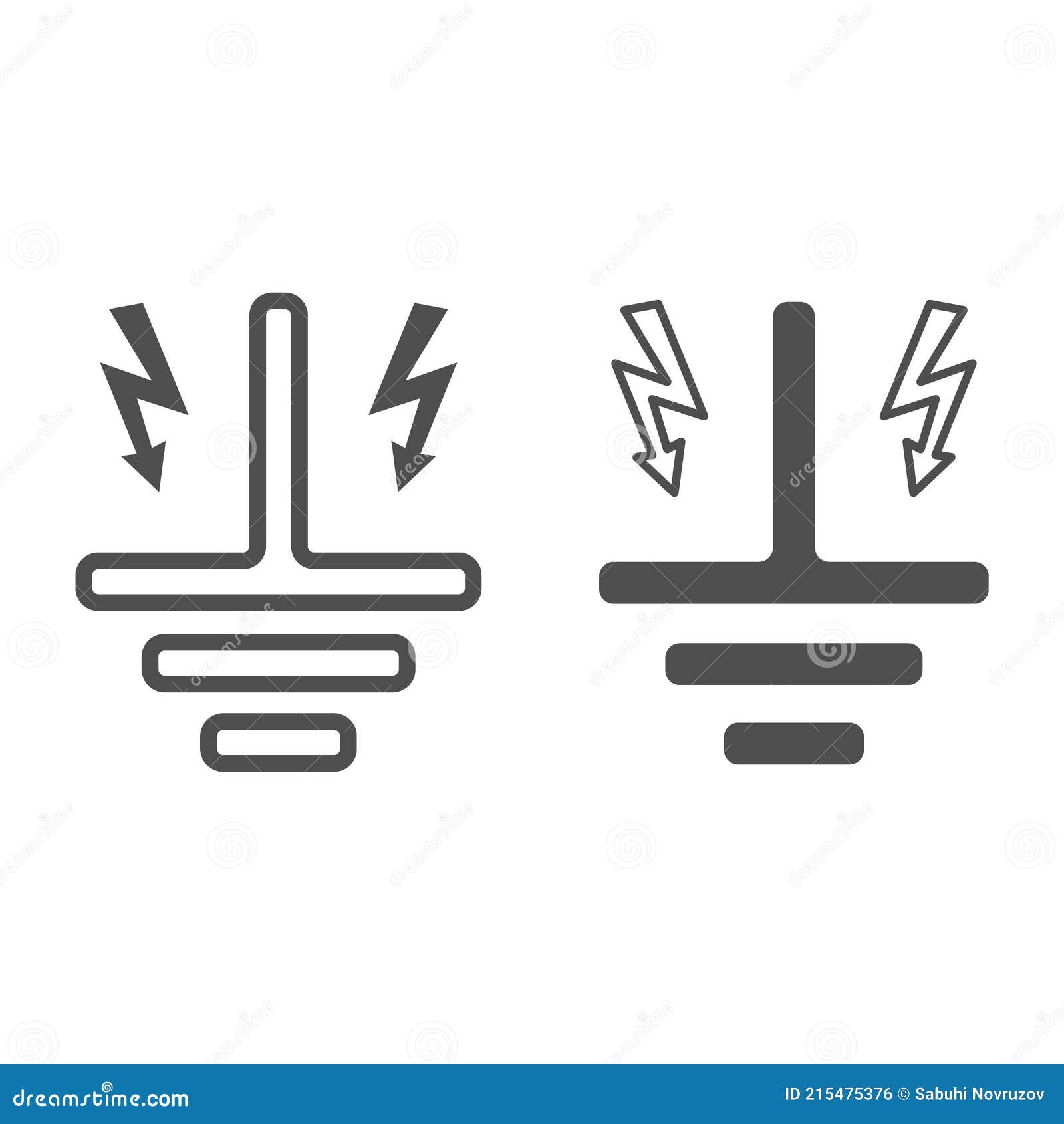 Grounding Line and Solid Icon, Safety Engineering Concept, Electric ...
