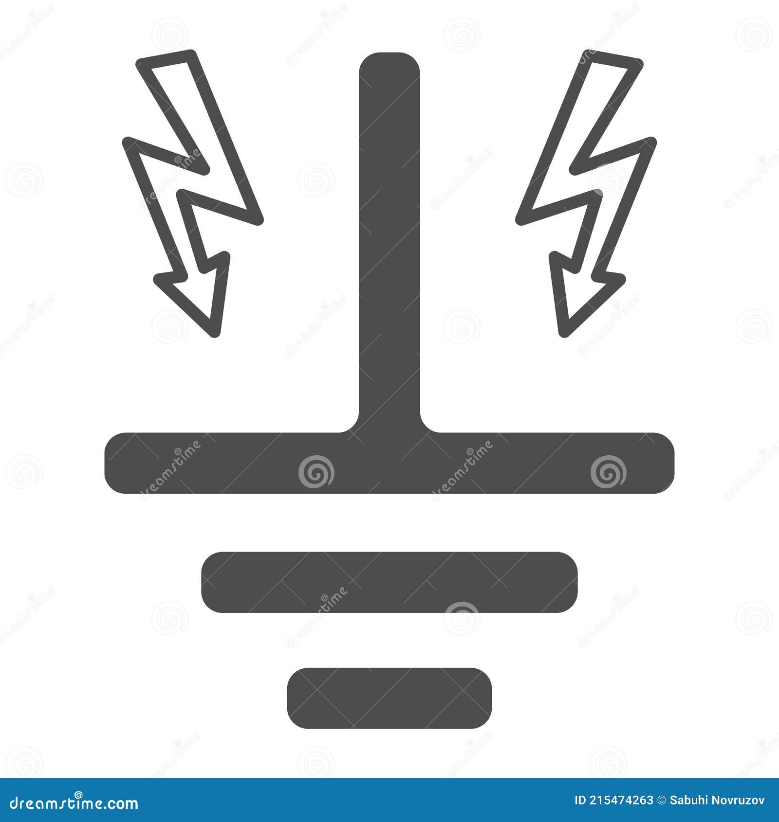 Grounding Solid Icon, Safety Engineering Concept, Electric Earthing ...