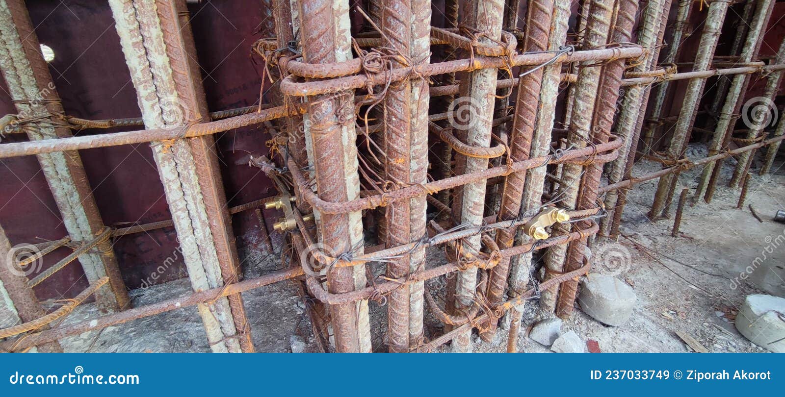 Grounding Using Copper To a Column Reinforcement and Brass Hooks Stock ...