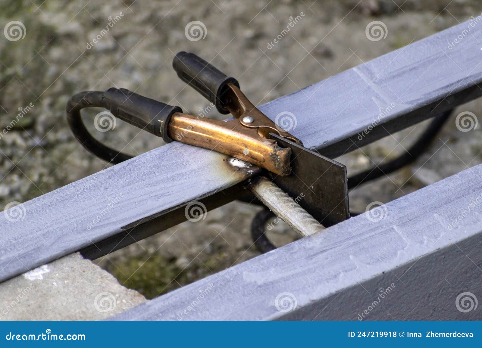 Grounding Welding Clamp with Cable from the Welding Machine. Stock ...