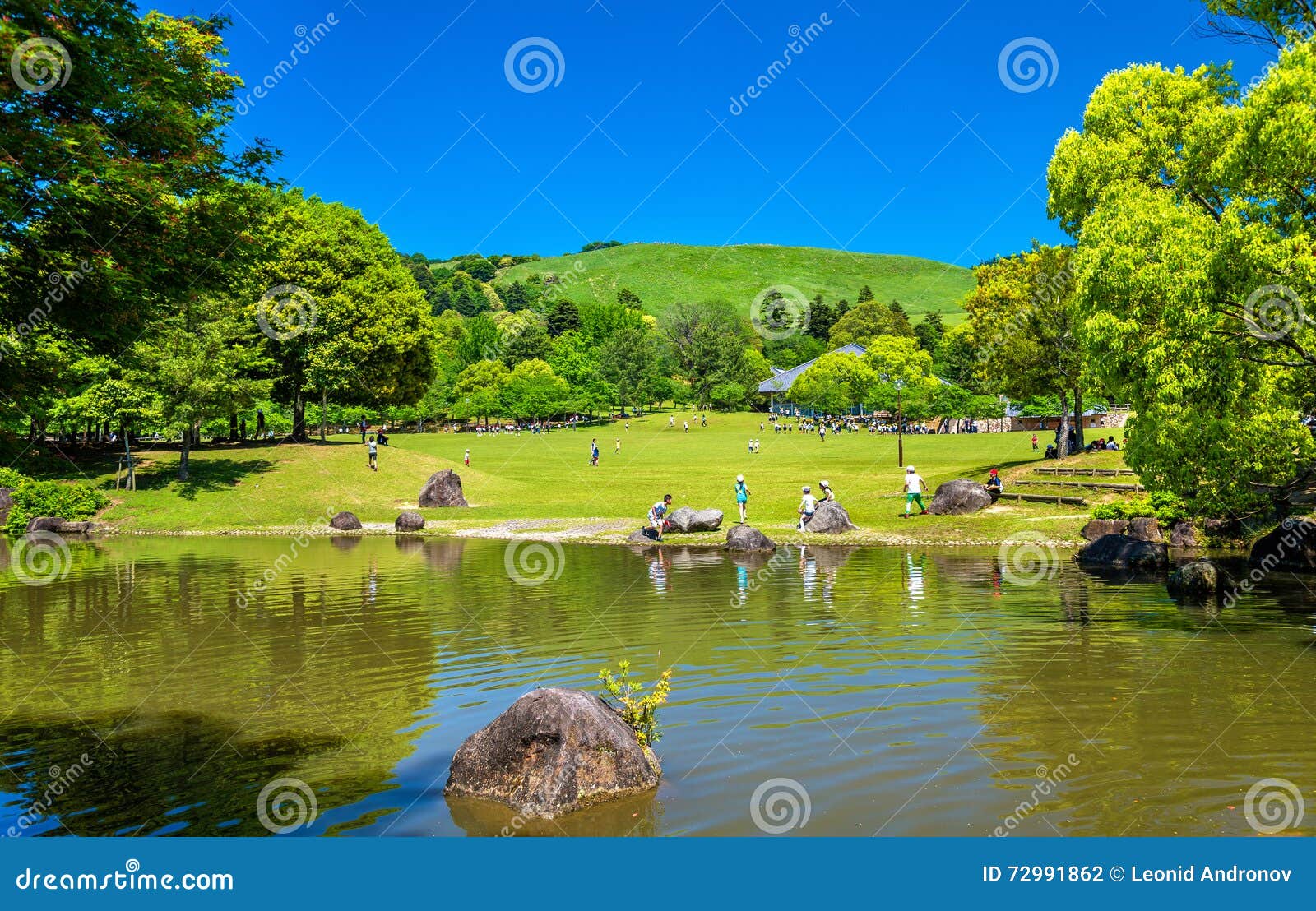 Grounds of Nara Park in Kansai Region - Japan Stock Photo - Image of ...