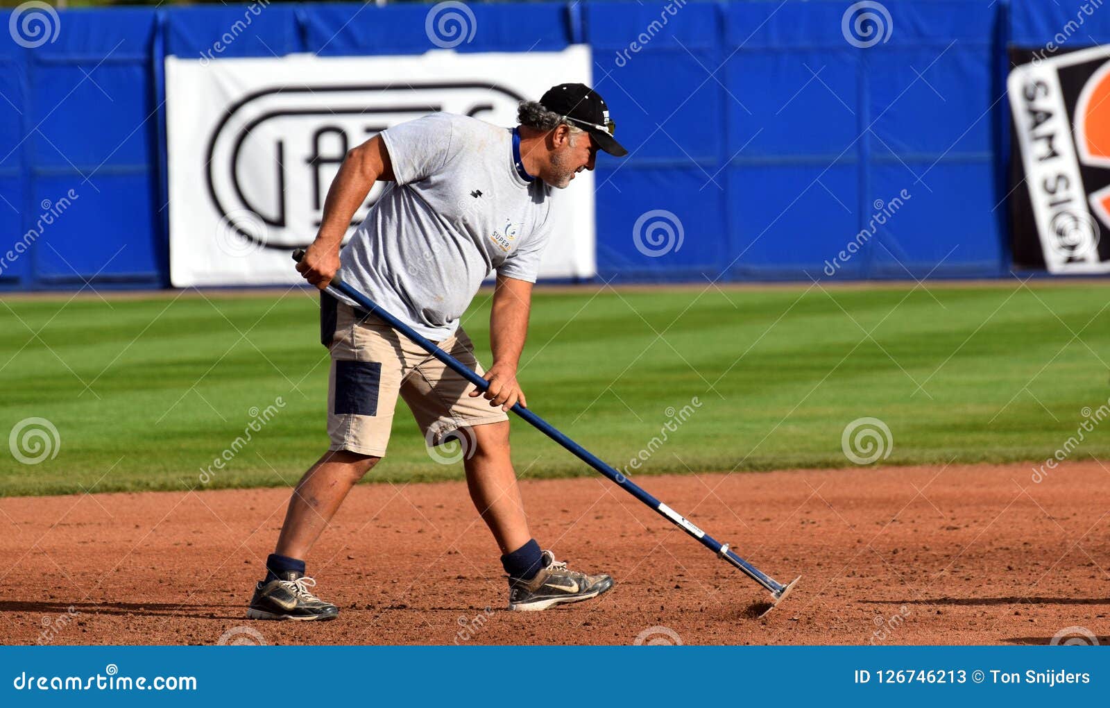 Groundsman during a Baseballgame of the Super 6 Editorial Stock Photo ...