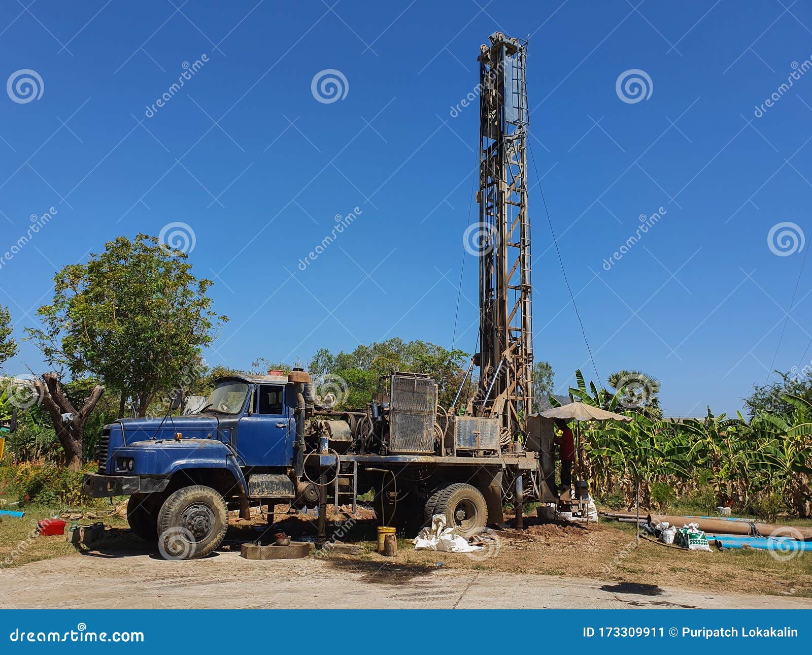A Groundwater Drill Rig is Preparing To Drill Stock Image - Image of ...
