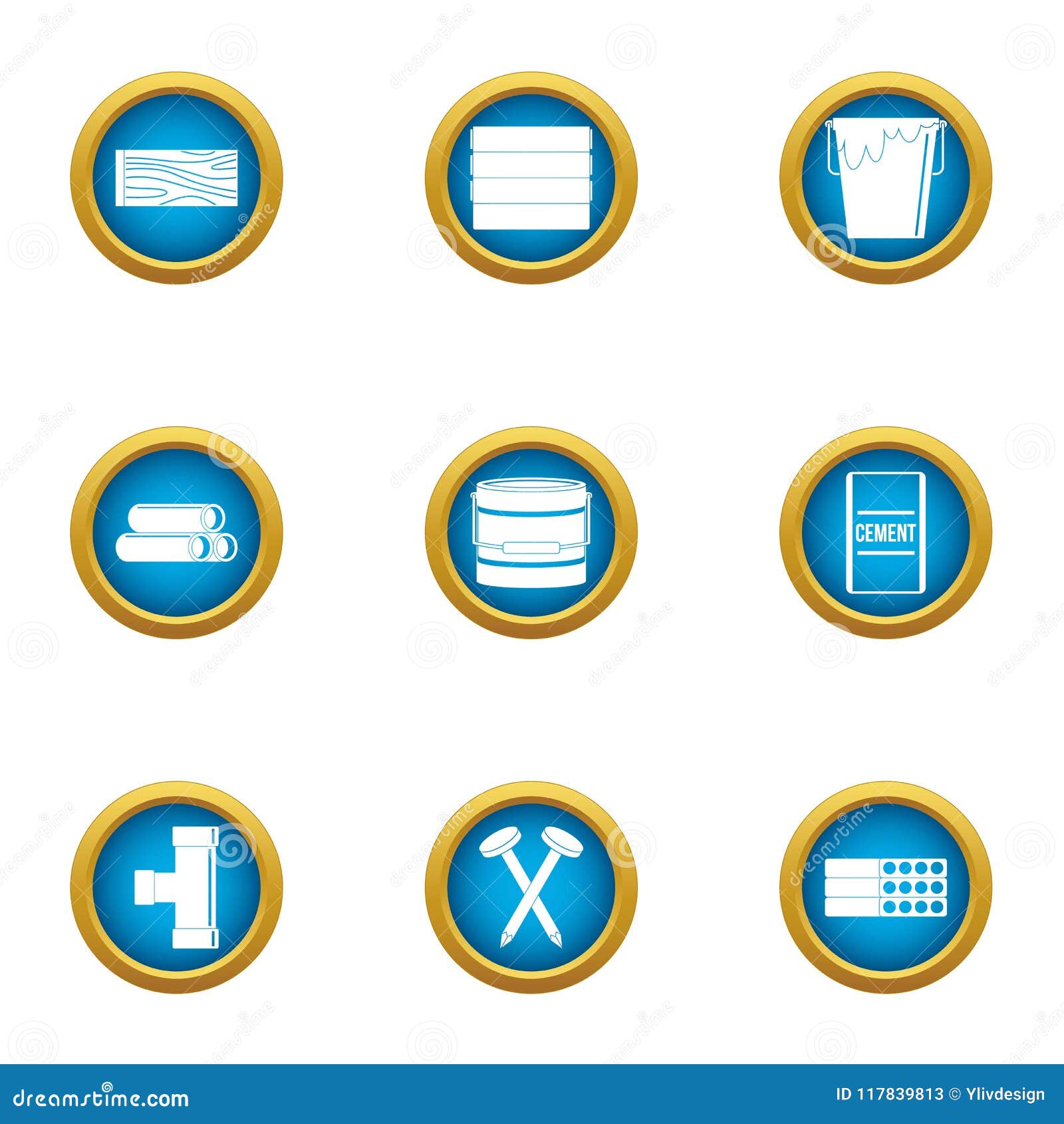 Groundwork Icons Set, Flat Style Stock Vector - Illustration of home ...