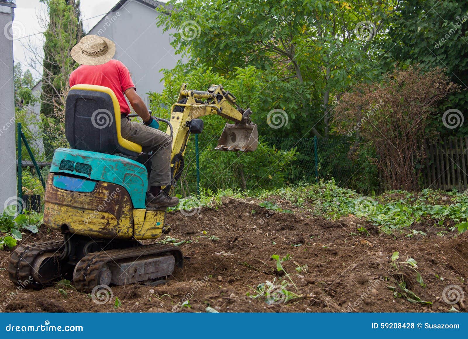 Groundwork with a Mini Digger Stock Photo - Image of operator, dredge ...