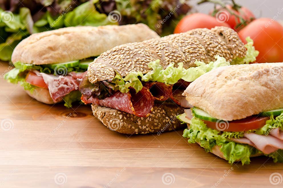 Group of 3 sandwiches stock image. Image of lunch, food - 24143829