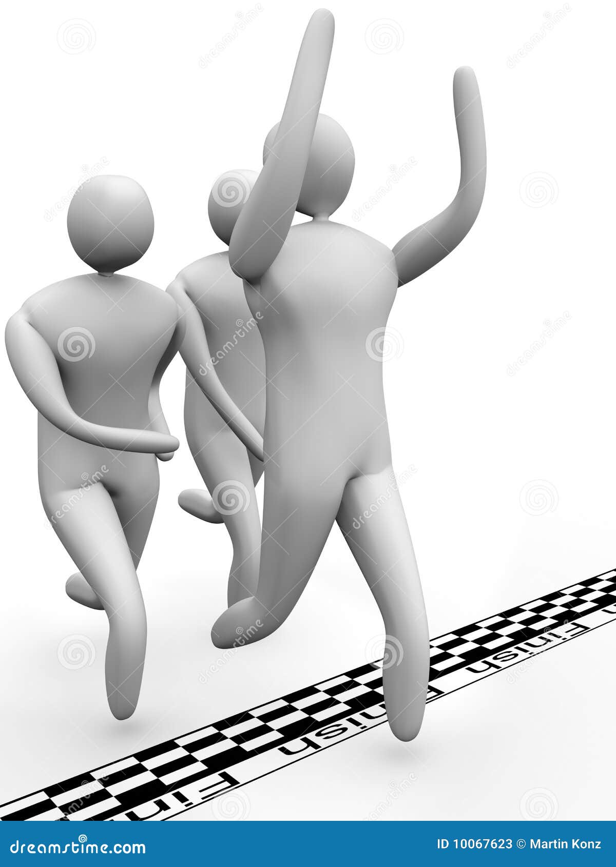 Group of 3D Men Reaching the Finish Line Stock Illustration ...