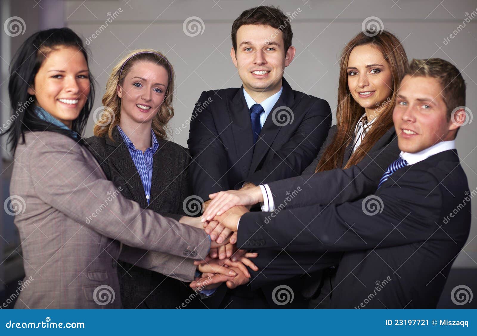 Group of 5 Businesspeople, Unity and Teamwork Stock Image - Image of ...