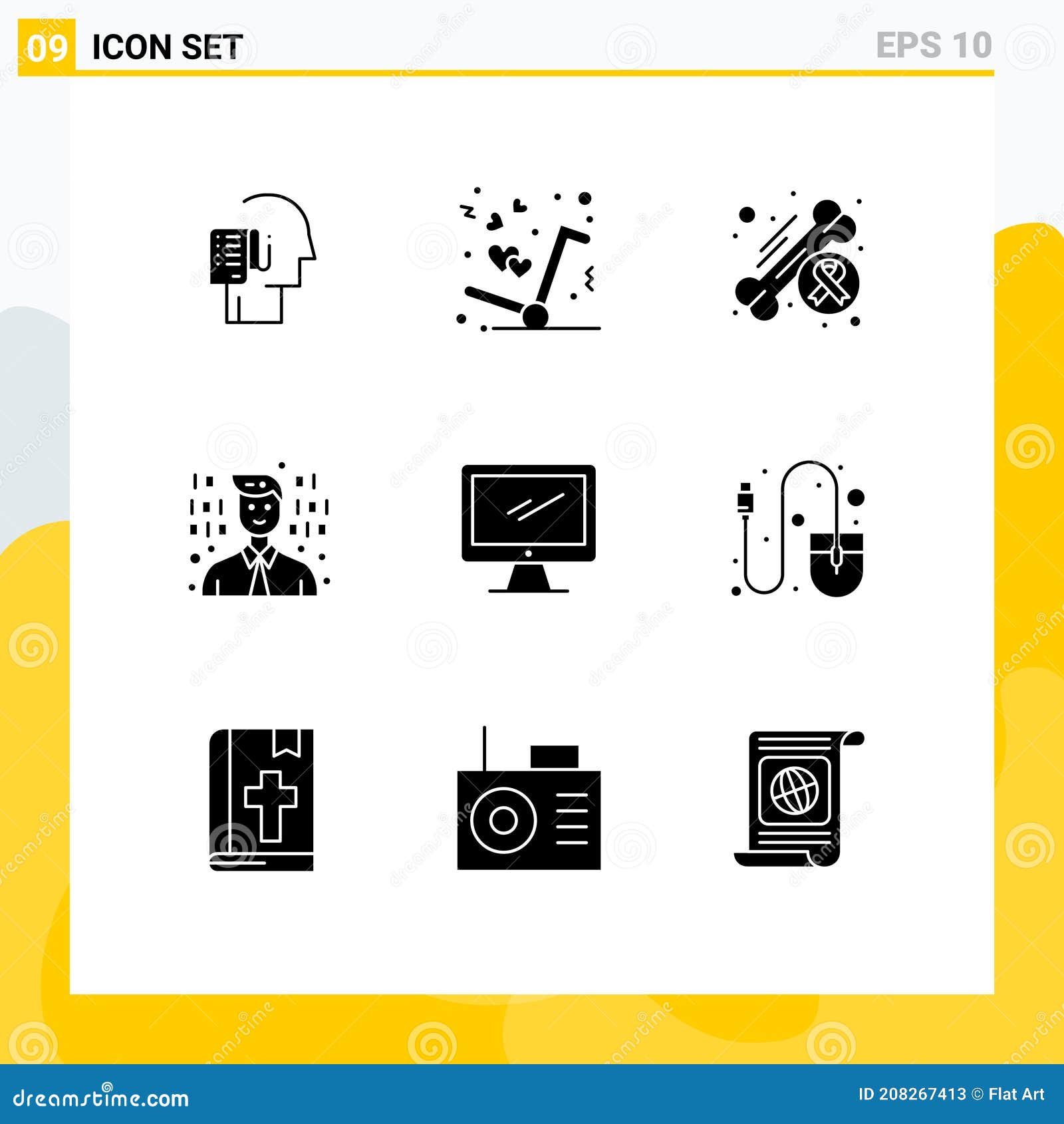 Group of 9 Solid Glyphs Signs and Symbols for Computer, Programmer ...