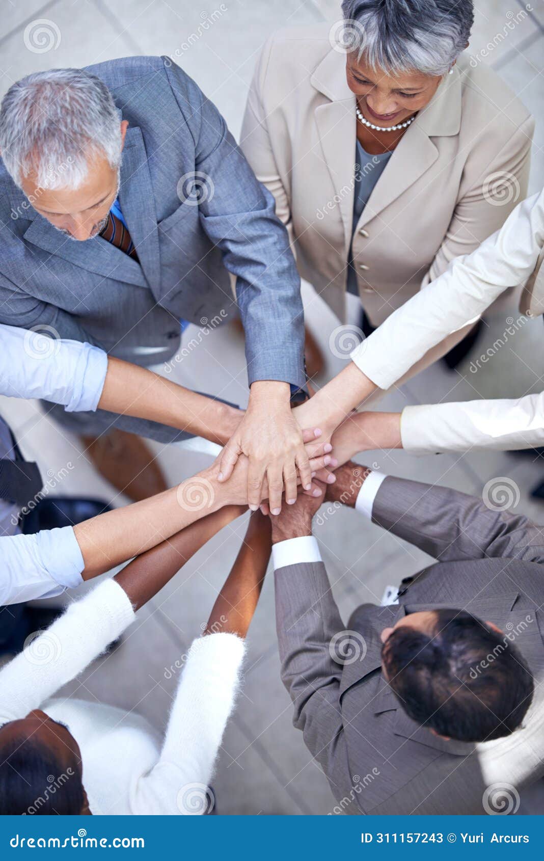 Group, Above or Business People with Hands in Stack for Mission Goal ...