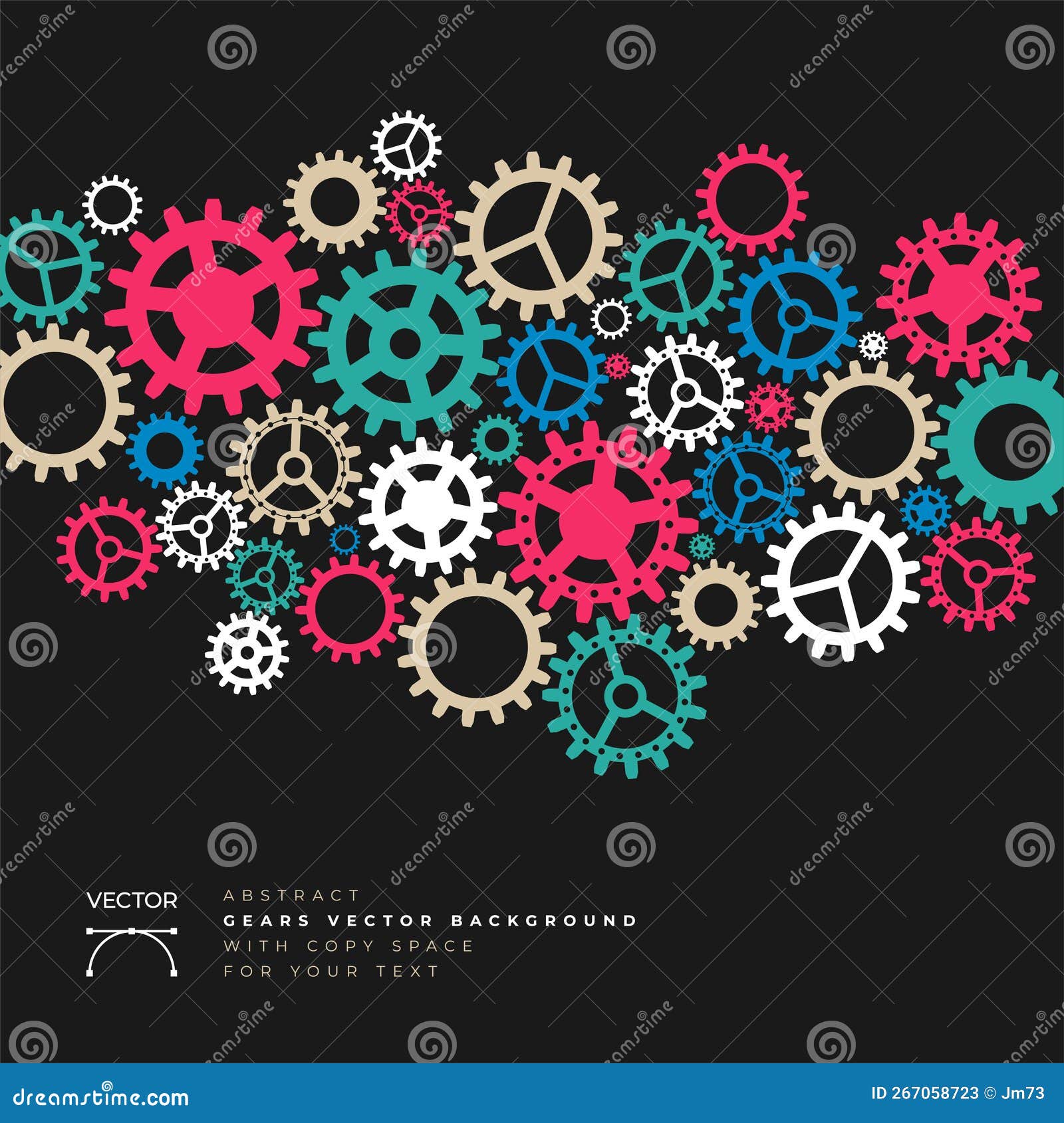 Group of Abstract Colorful Gears on Black Background Stock Vector ...