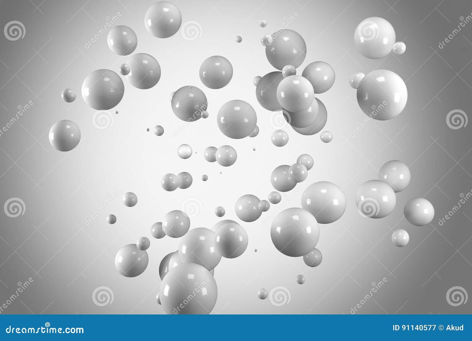 Group of Abstract Flying Spheres on Bright Grey Vigneting Backgr Stock ...
