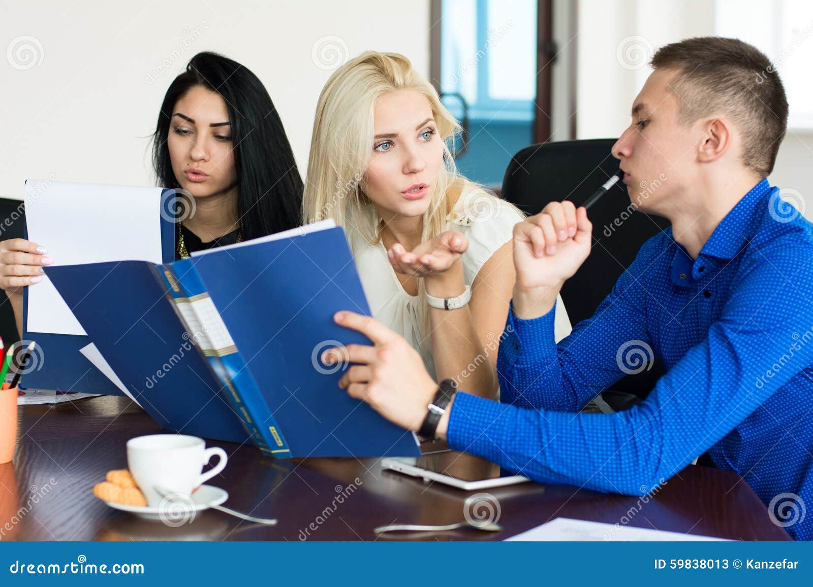 The Group of Active Business People at the Meeting Stock Image - Image ...