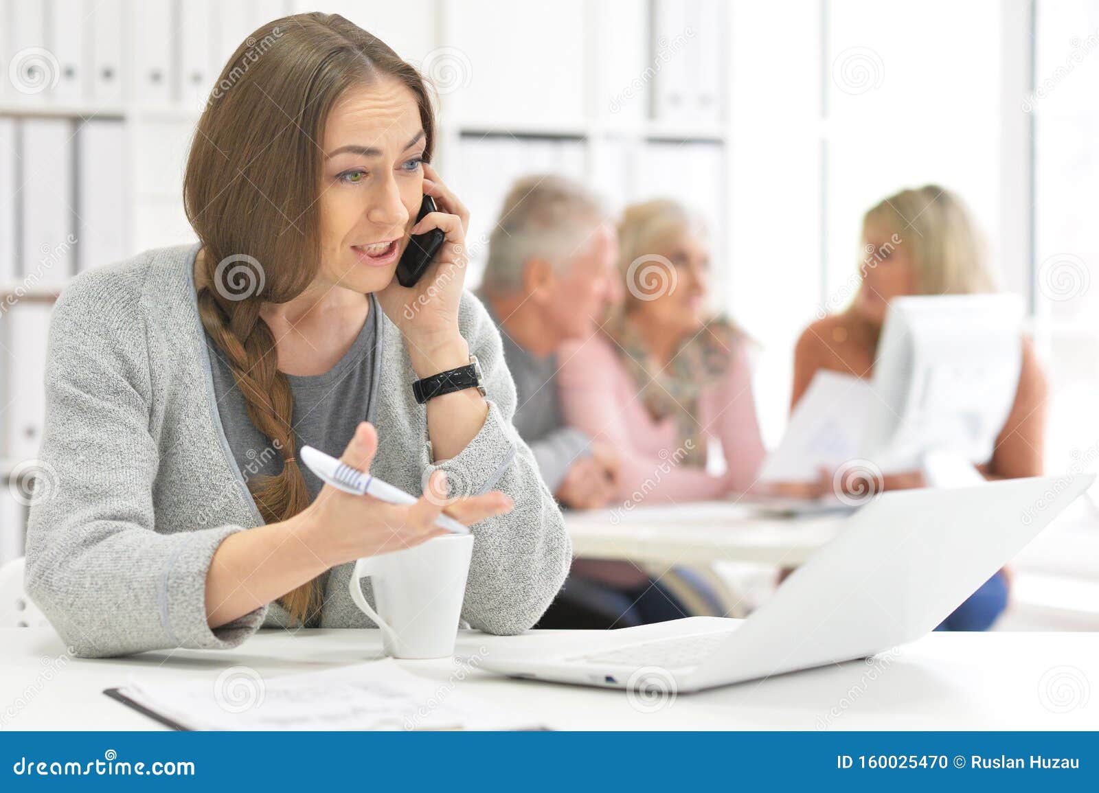 Portrait of Group of Active Business People Working Stock Photo - Image ...