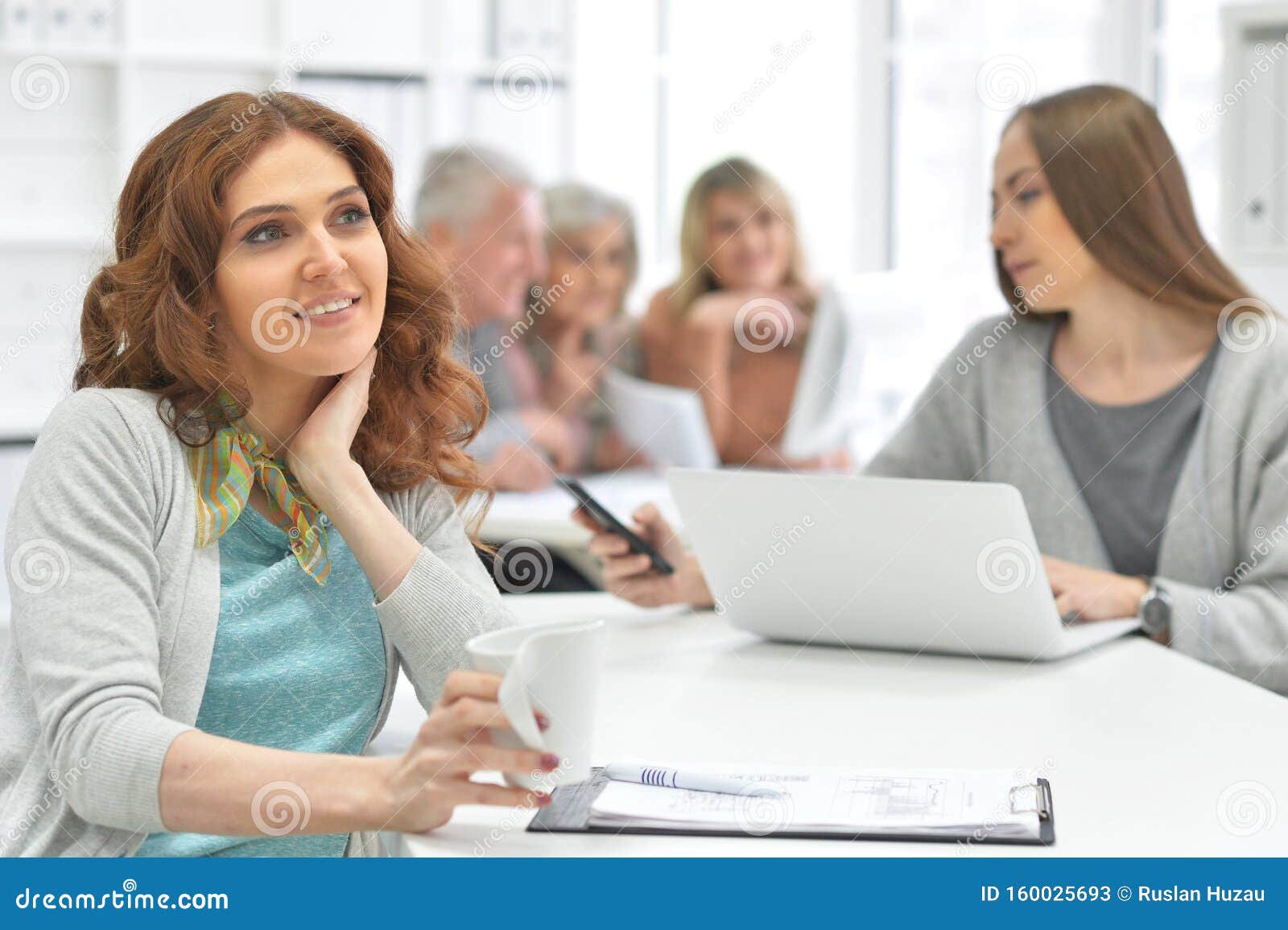 Portrait of Group of Active Business People Working Stock Image - Image ...