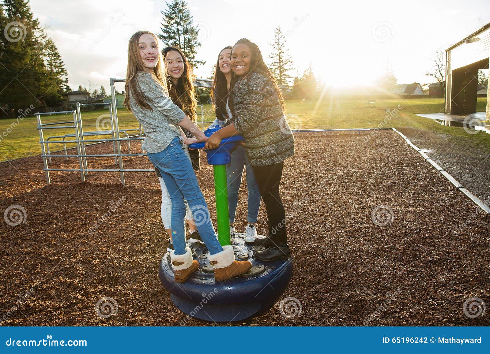 Middle School Kids Playing Outside