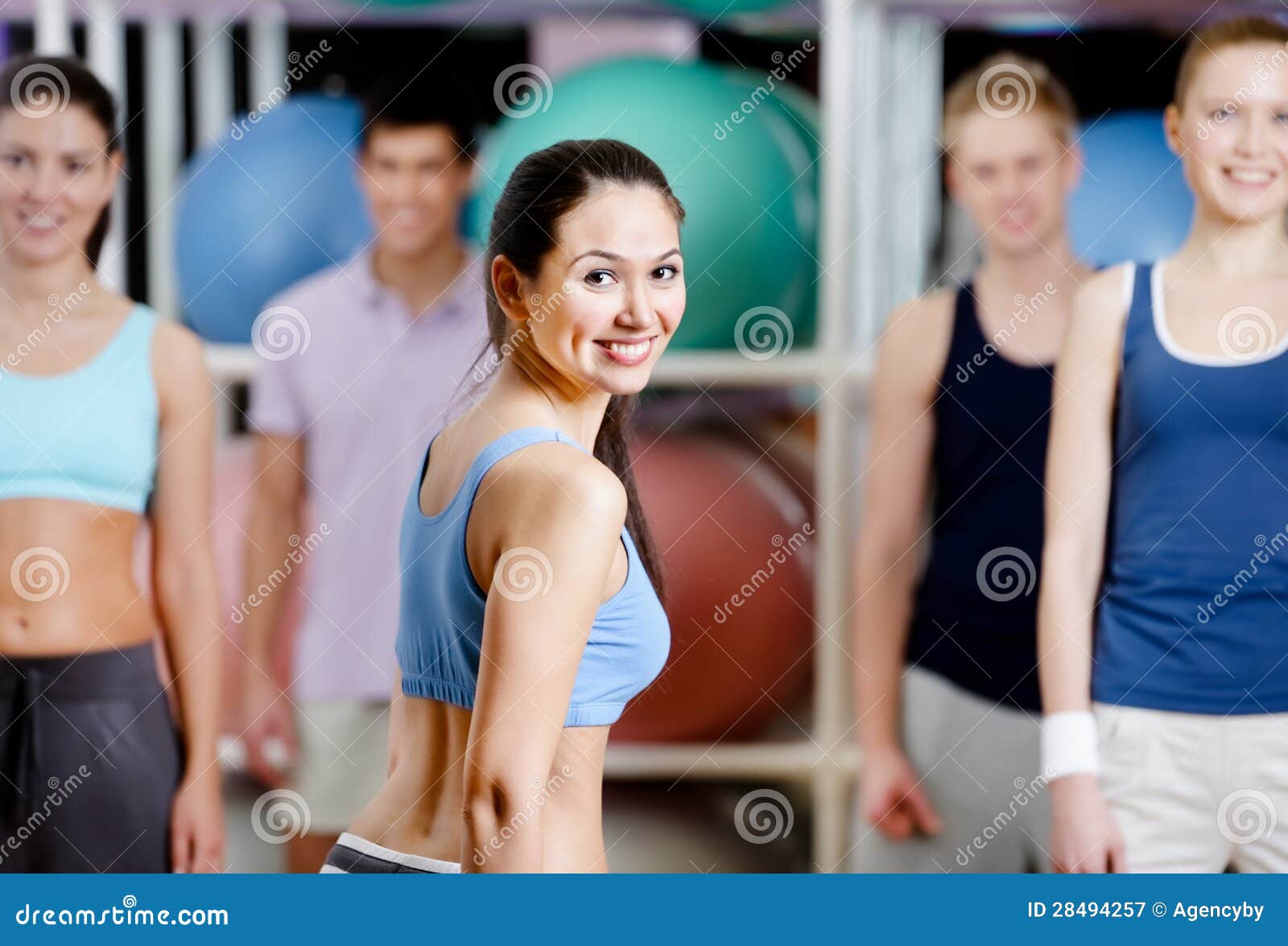 Group of Active People at the Gym Stock Image - Image of coach, female ...
