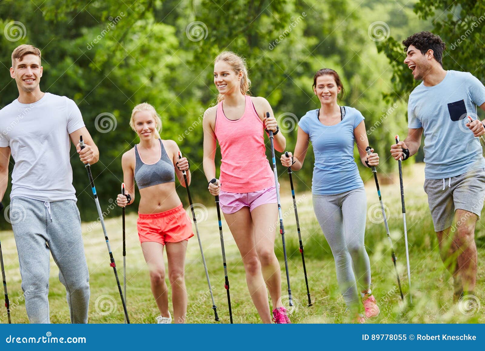 Group of Active People Nordic Walking Stock Image - Image of active ...