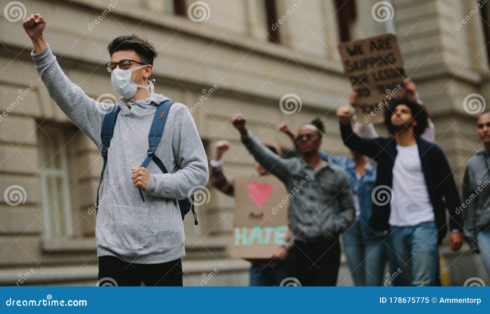 Group of Activists Protesting on Road Stock Image - Image of group ...