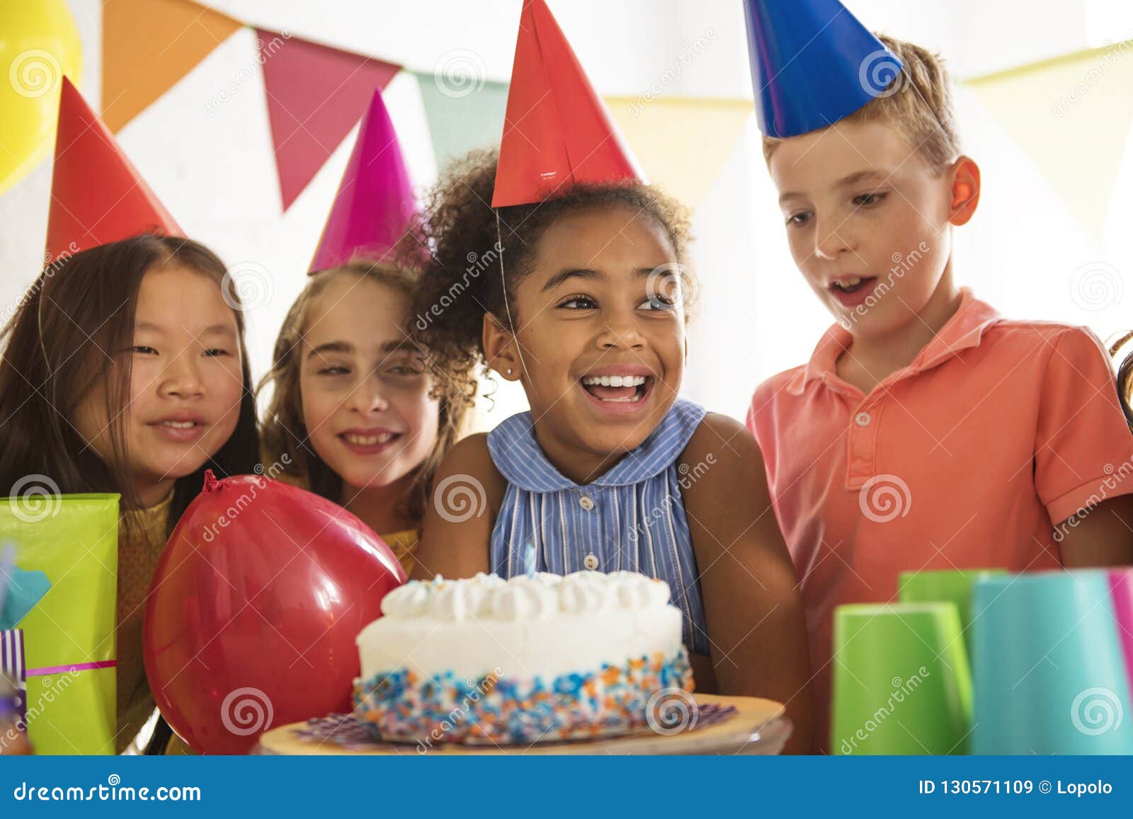 Group of Adorable Kids Having Fun at Birthday Party Stock Image - Image ...