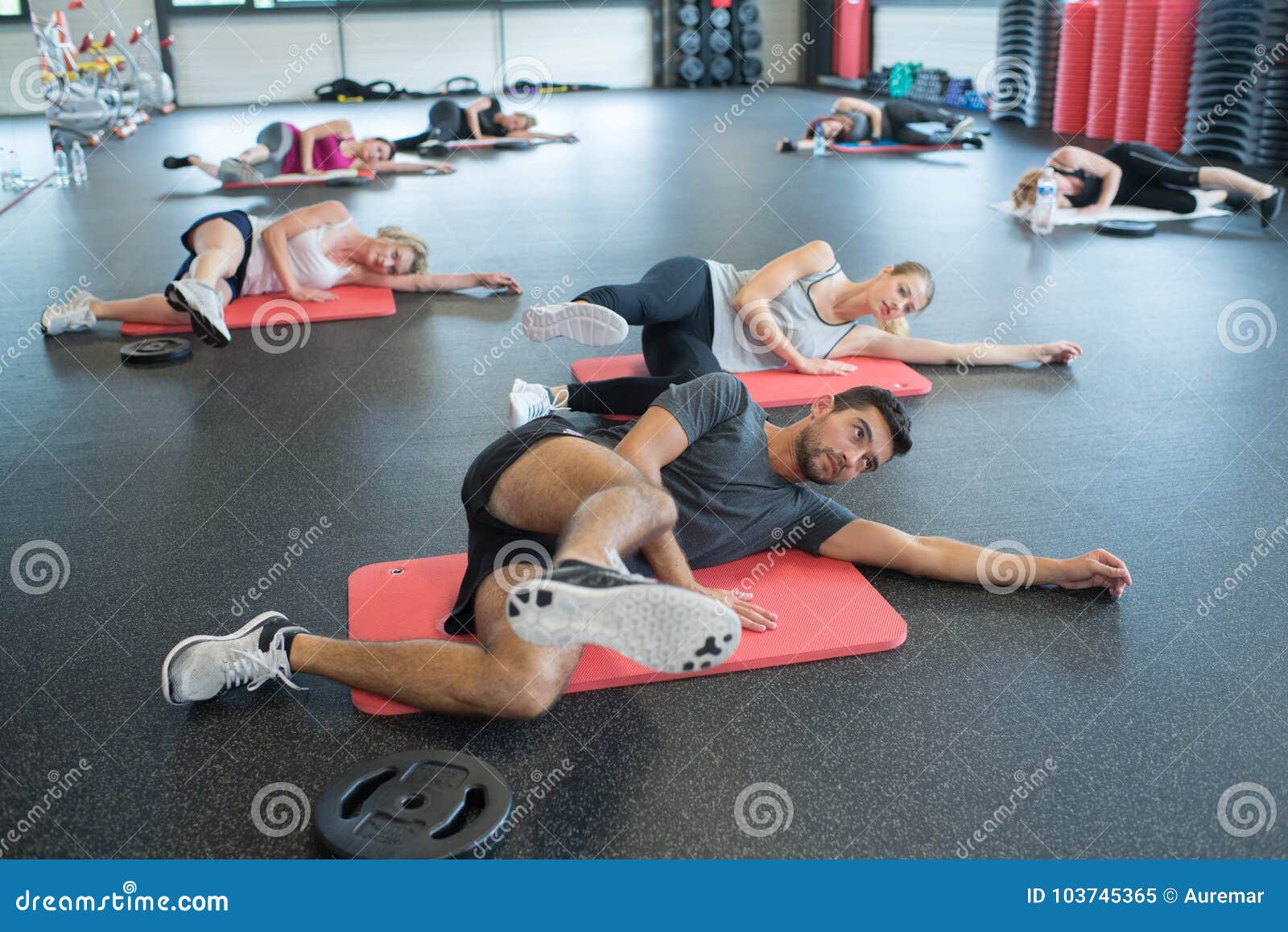 Group Adults Doing Exercises in Gym Stock Image - Image of stretching ...