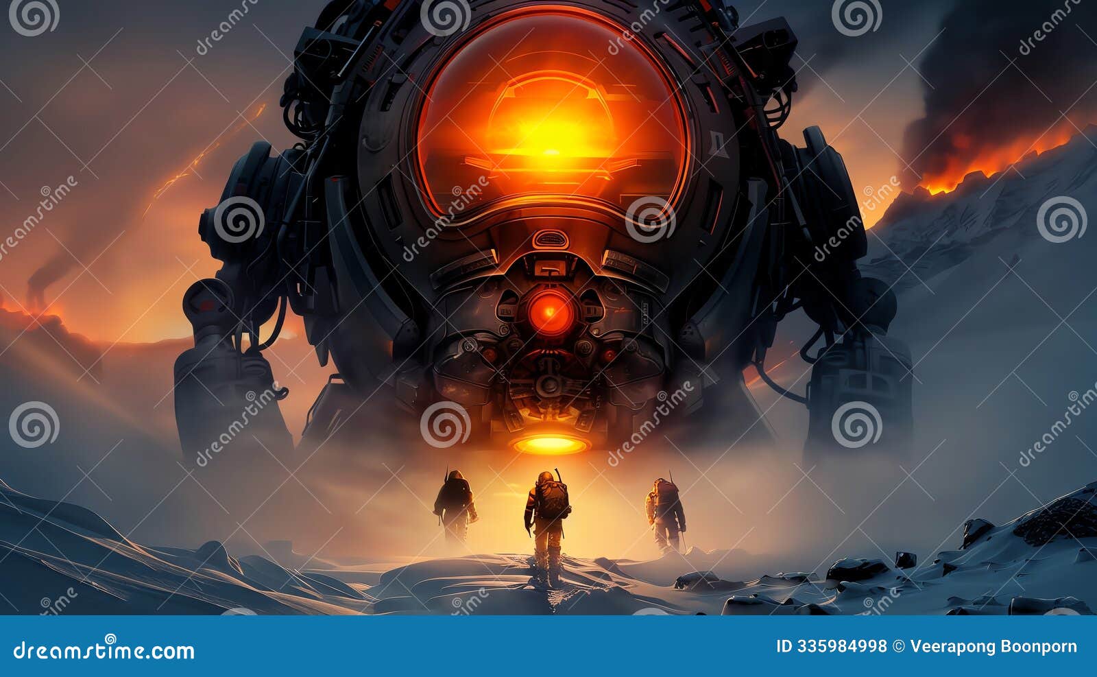 Colossal Robot In Futuristic Cityscape Stock Photography ...
