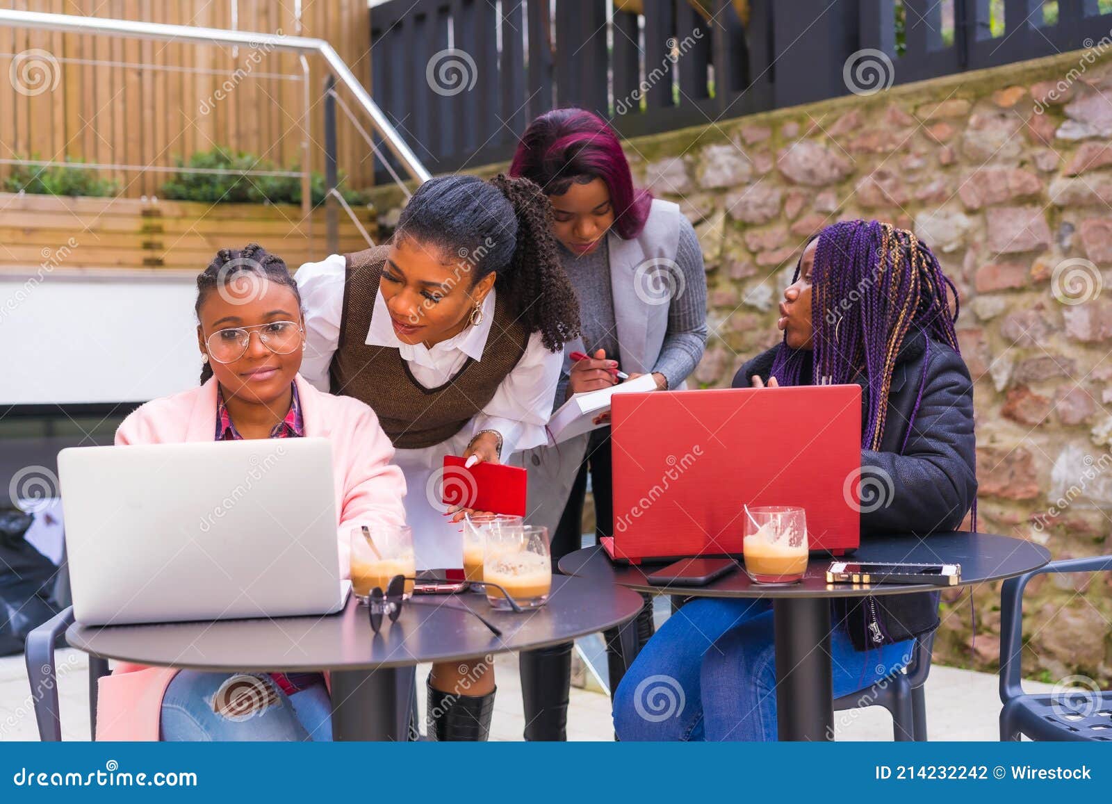 Group of African American Businesswomen during a Teamwork Stock Photo ...