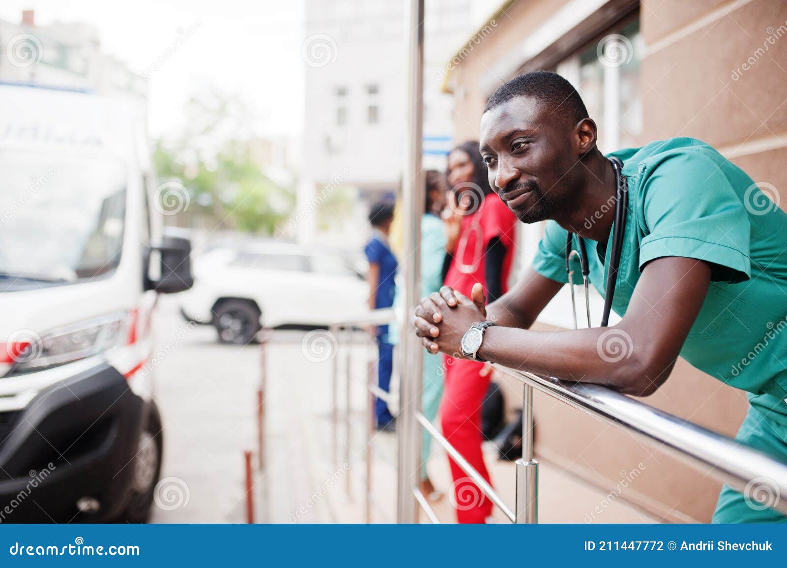 Group of African Paramedic Ambulance Emergency Crew Doctors. Stock ...