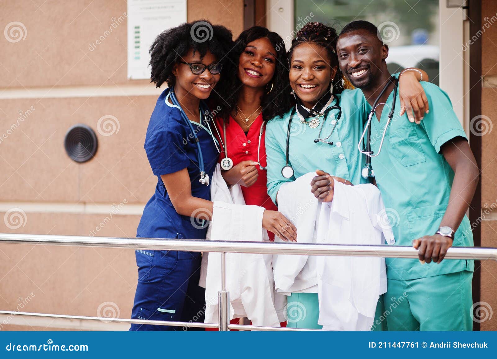 Group of African Paramedic Ambulance Emergency Crew Doctors. Stock ...