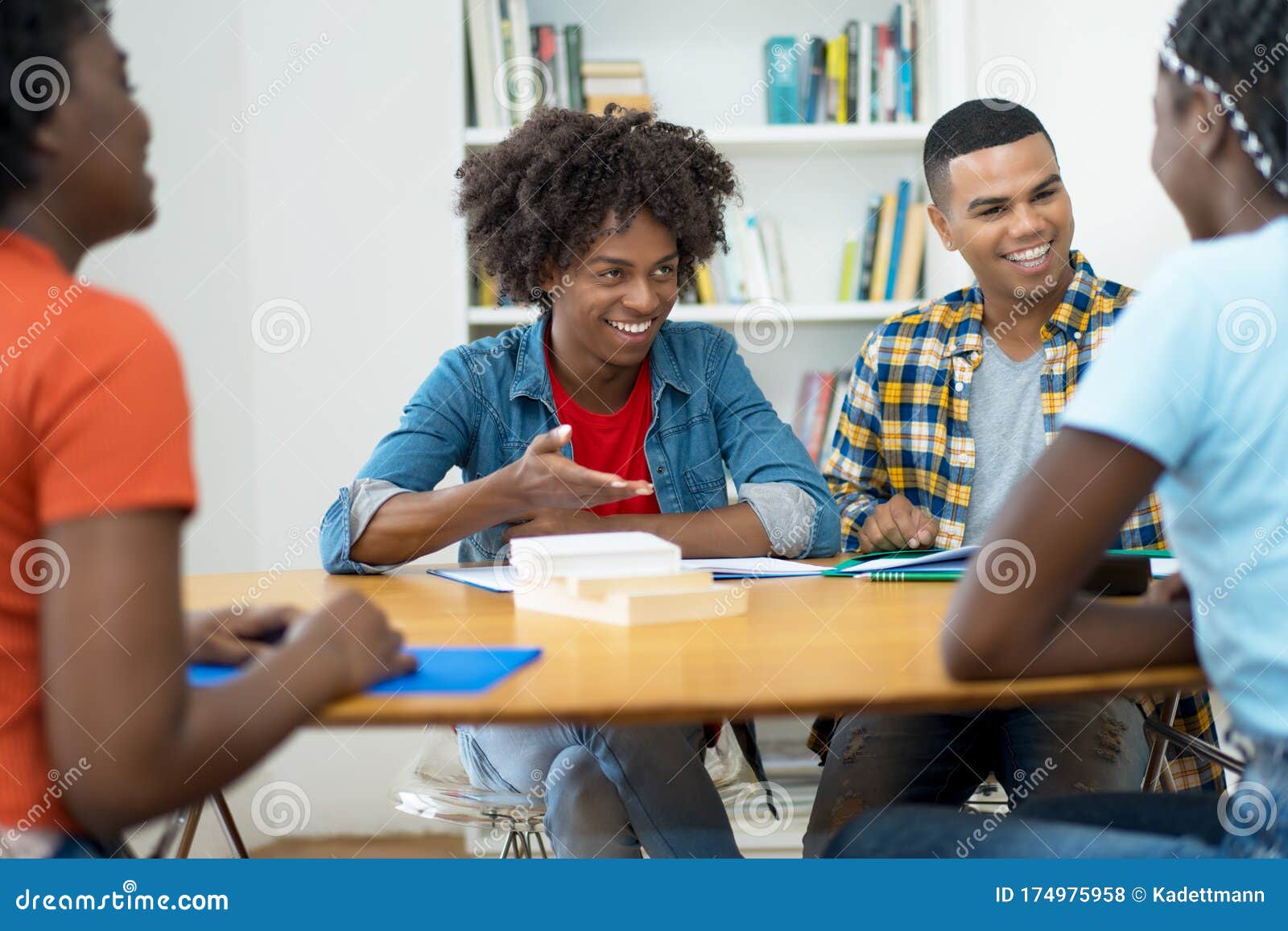 Group of African and South American Students in Discussion Stock Photo ...