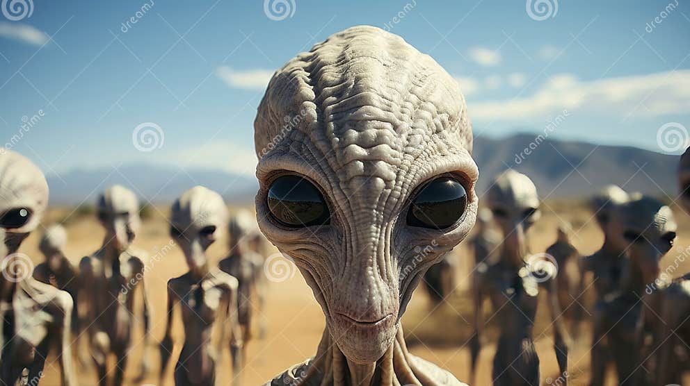 A Group of Alien Creatures on a Desert. Generative AI. Stock ...