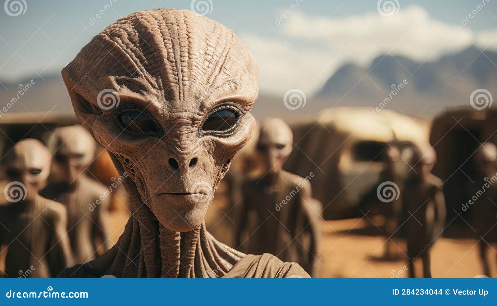 A Group of Alien Creatures on a Desert. Generative AI. Stock ...