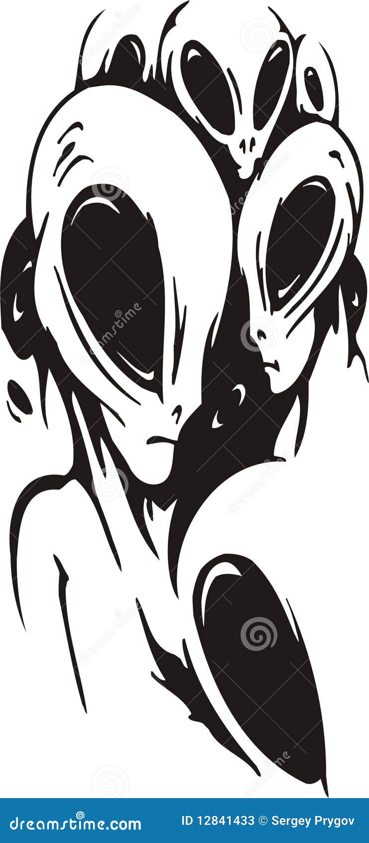 Group Of Aliens On Green Background Royalty-Free Illustration ...