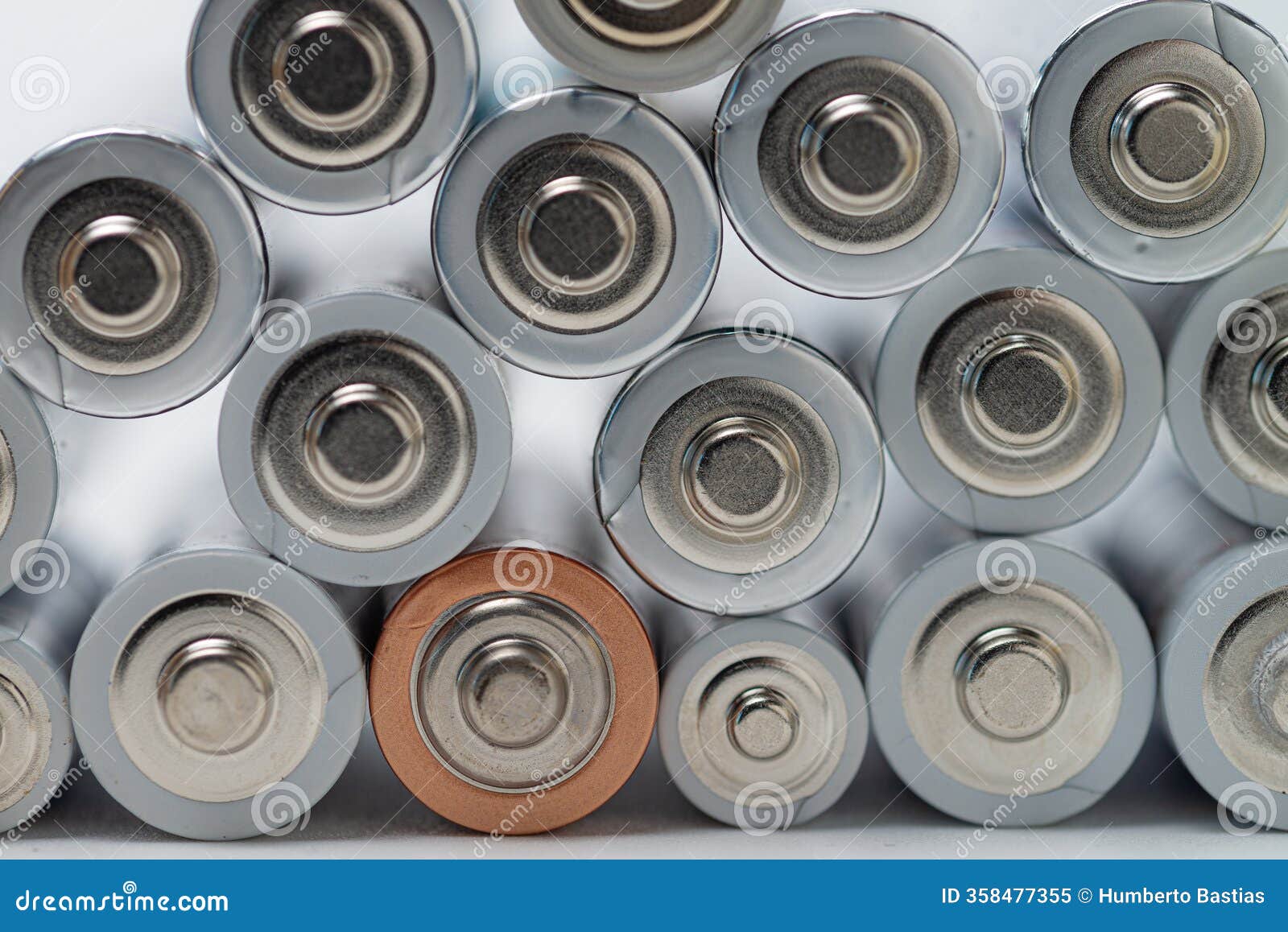 Alkaline AA Batteries On The Glass Surface With Close-up Reflection ...