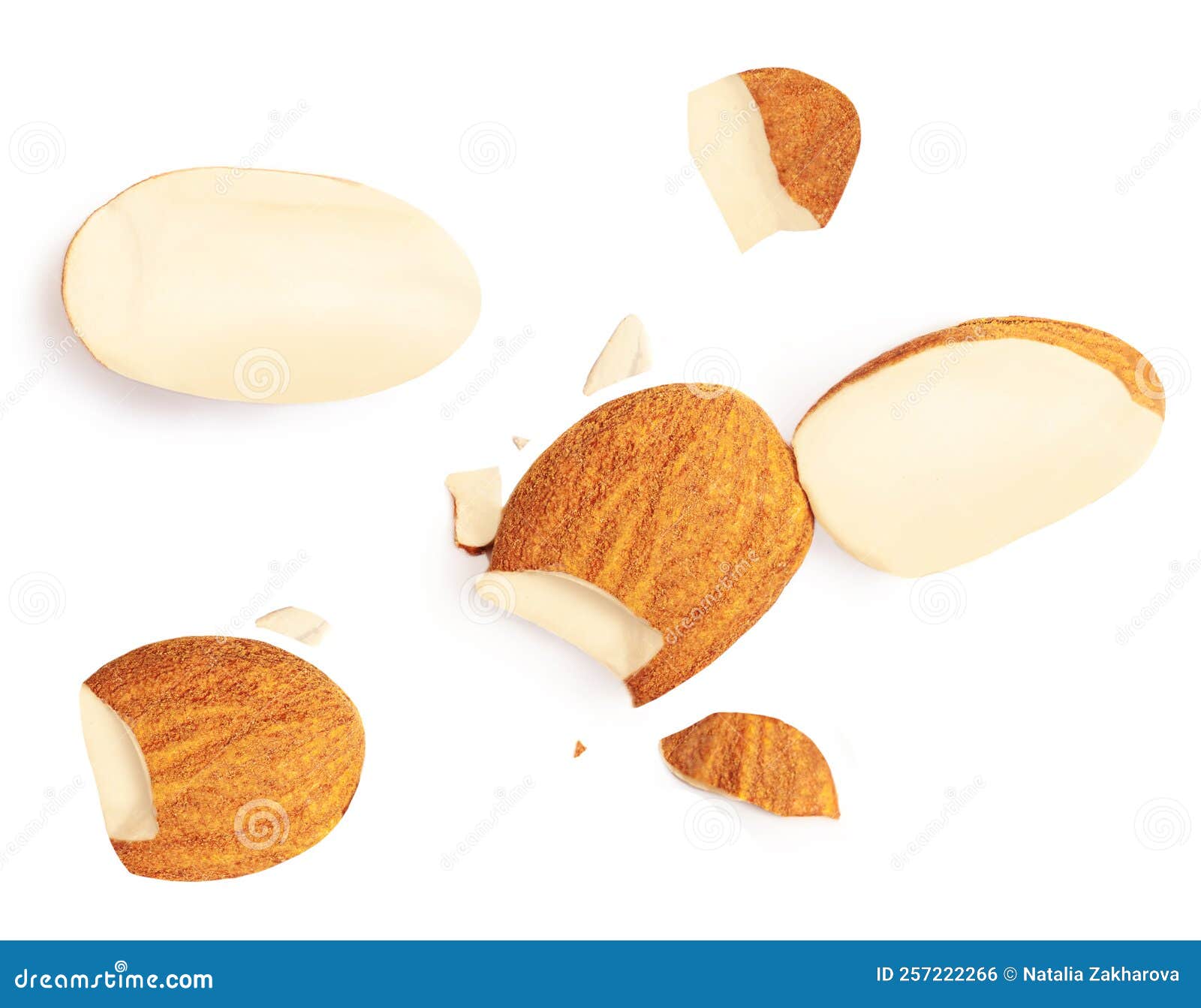 Group of Almonds Isolated on White Background. Almond Nuts Pieces Top ...