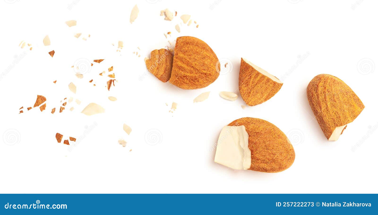 Group of Almonds Isolated on White Background. Almond S Nuts Pieces Top ...