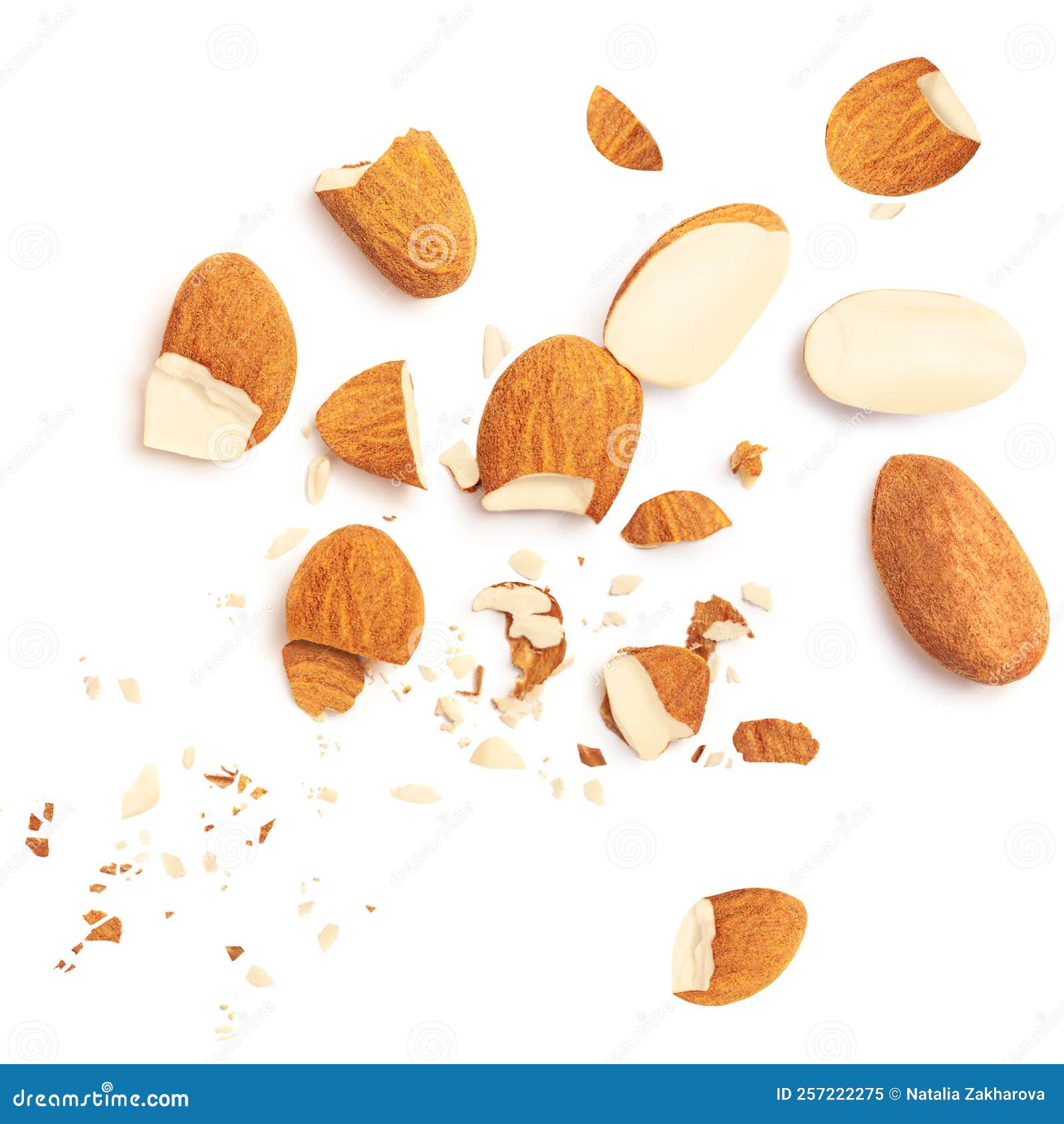 Group of Almonds Isolated on White Background. Almond S Nuts Pieces Top ...