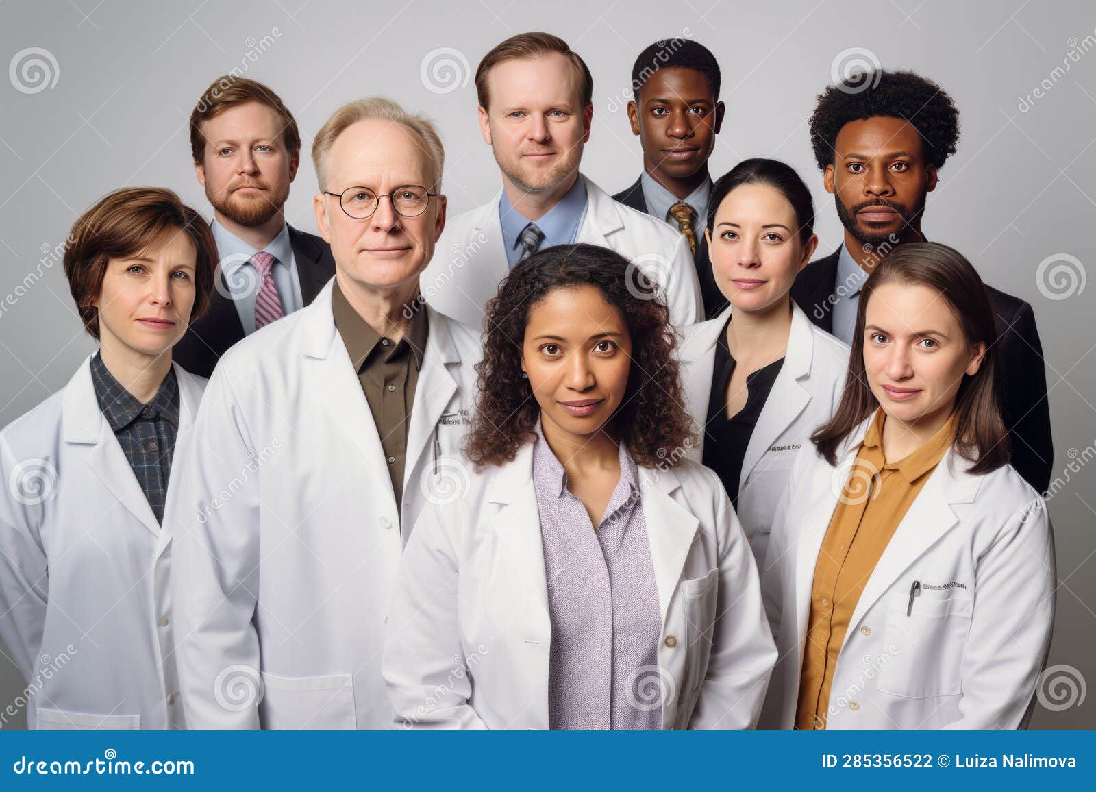 Group of American Doctors on Gray Background Stock Illustration ...